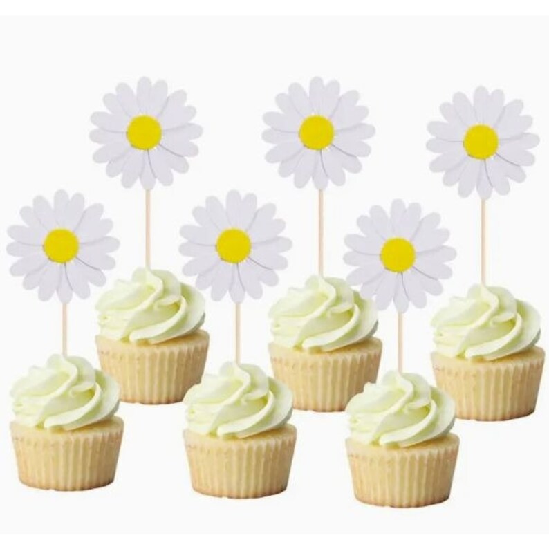 Daisy Delight: Flower Cupcake Toppers for Spring Celebrations - Etsy