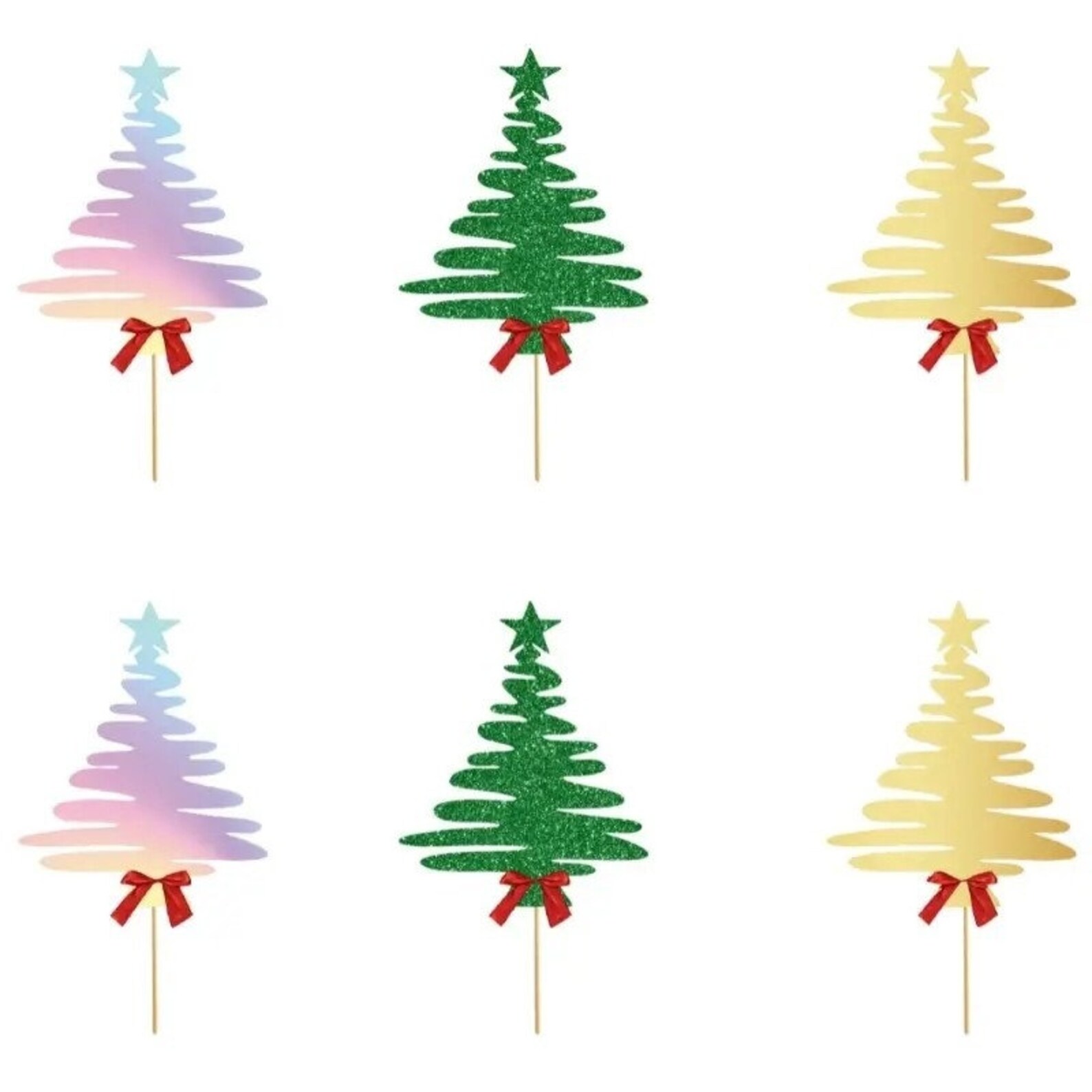 Christmas Tree Delights: 6pcs Cake Decorations for the Holidays" - Etsy