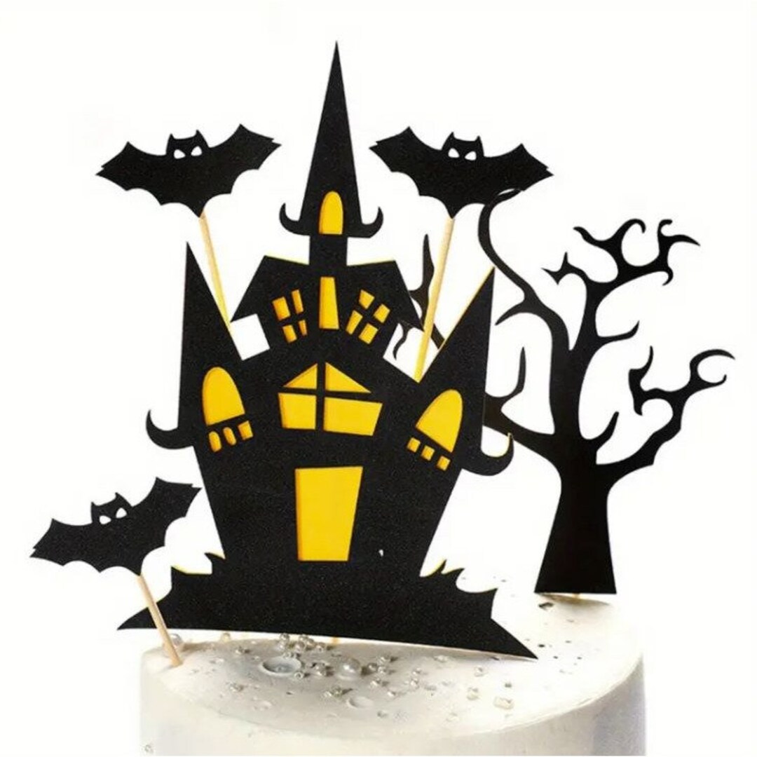 Halloween Castle and Bat Set of Cake Toppers - Etsy