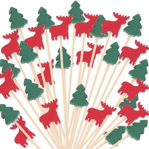 Christmas Cocktail Picks for Appetizers – Wood Toothpicks With ...