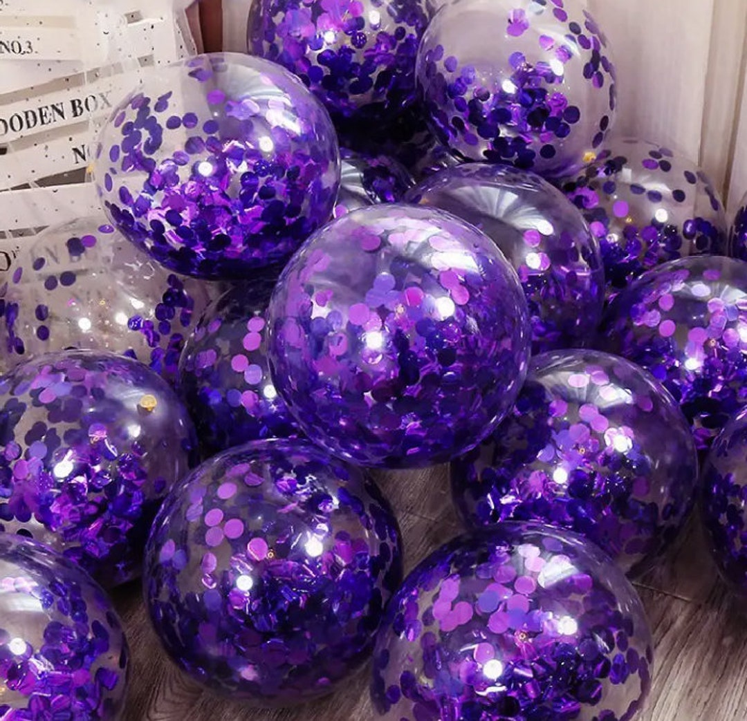 Purple Confetti Sequin Balloons, Party Decoration Balloons for Weddings ...
