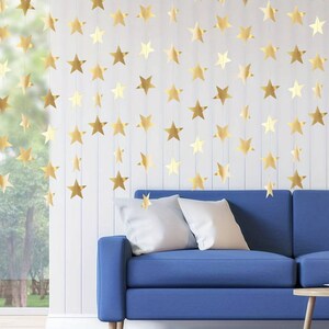 Sparkling Star Banner Decoration, Bright Golden Stars Hanging Banners ...