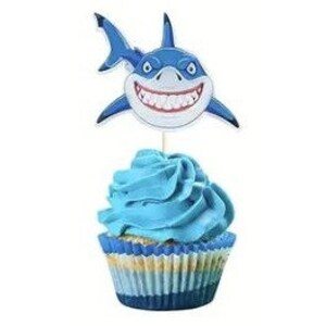 Shark Series Cupcake Toppers, Under the Sea Theme Party Cake Decor ...