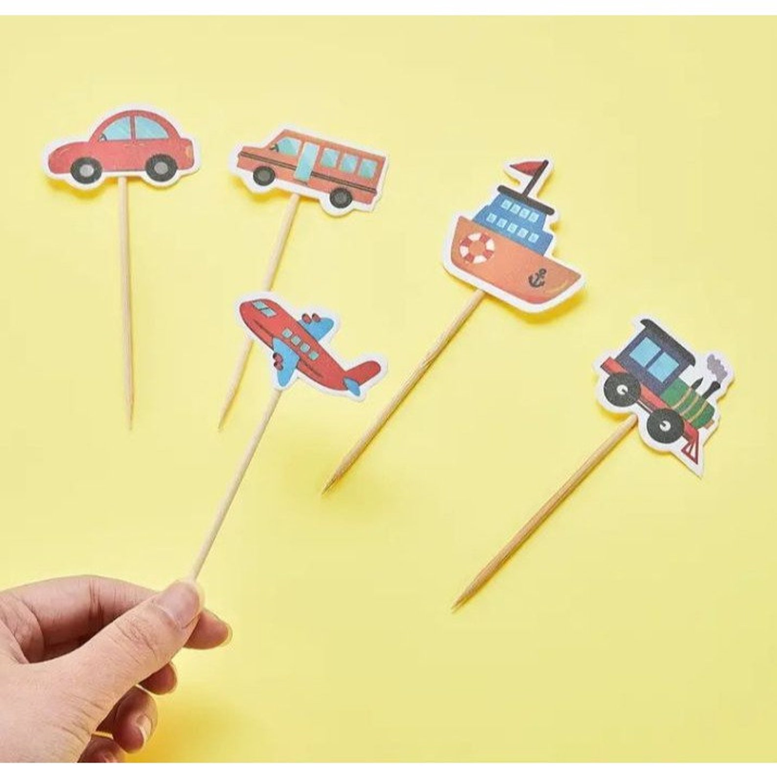 Whimsical Wheels: 5-piece Cartoon Car Cake Topper Set - Etsy