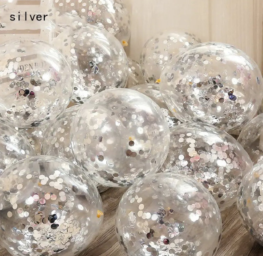 Silver Confetti Sequin Balloons, Party Decoration Balloons for Weddings ...