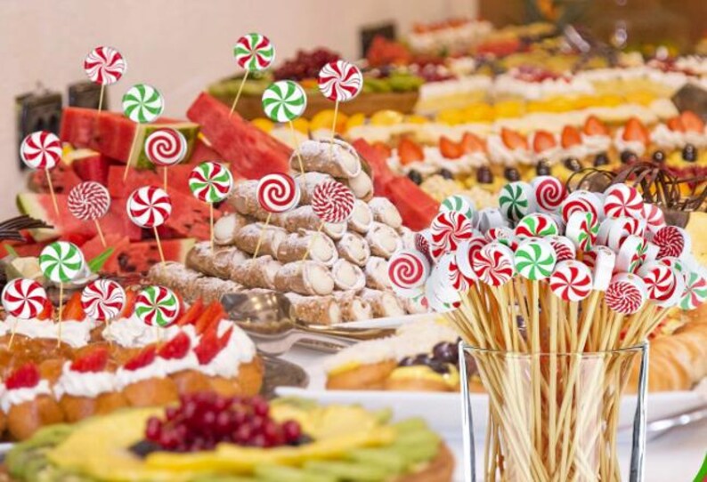 Christmas Cocktail Picks - 4.7 Inch Bamboo Toothpicks, Candy Cane Color ...