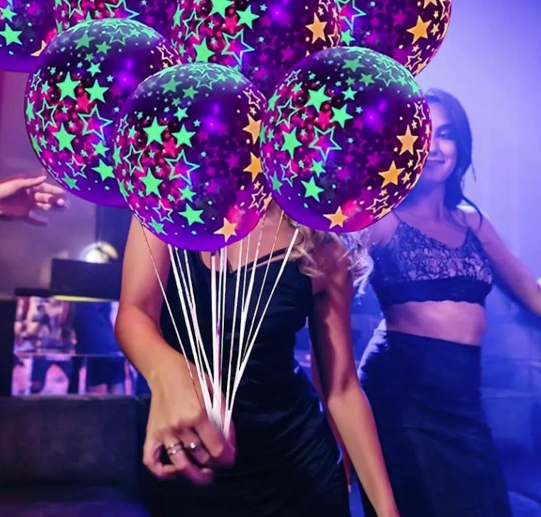 Transparent Fluorescent Star Balloons, Glow Balloons Night Party ...