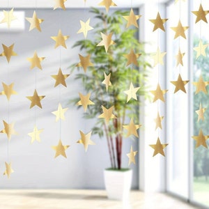 Sparkling Star Banner Decoration, Bright Golden Stars Hanging Banners ...