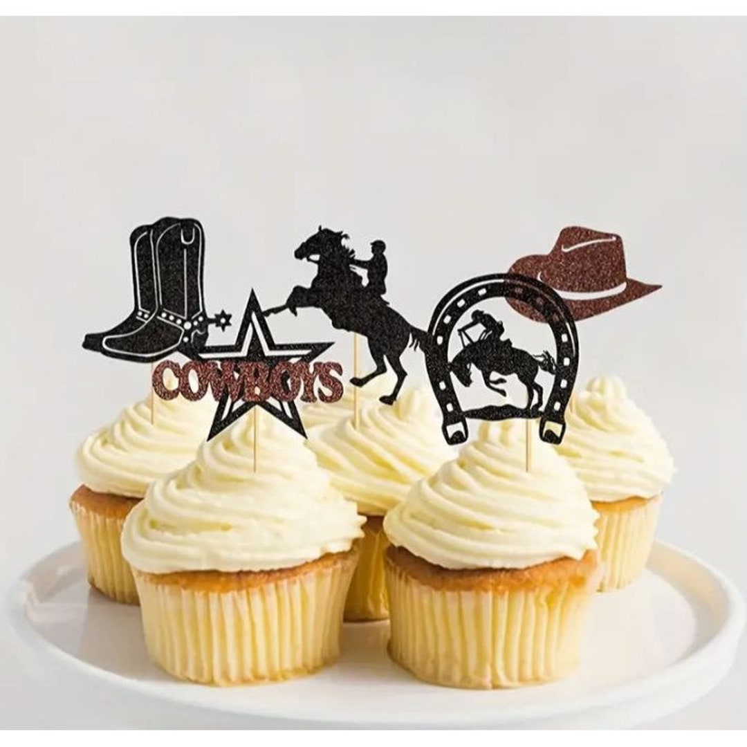 Cowboy Cupcake Toppers: Glitter Western Theme Decor - Etsy