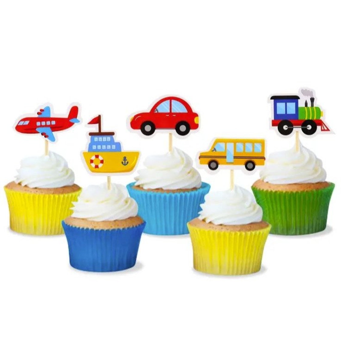 Whimsical Wheels: 5-piece Cartoon Car Cake Topper Set - Etsy