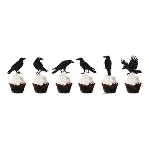 Sparkling Black Crow Cake Topper: Ideal for Halloween Delights - Etsy