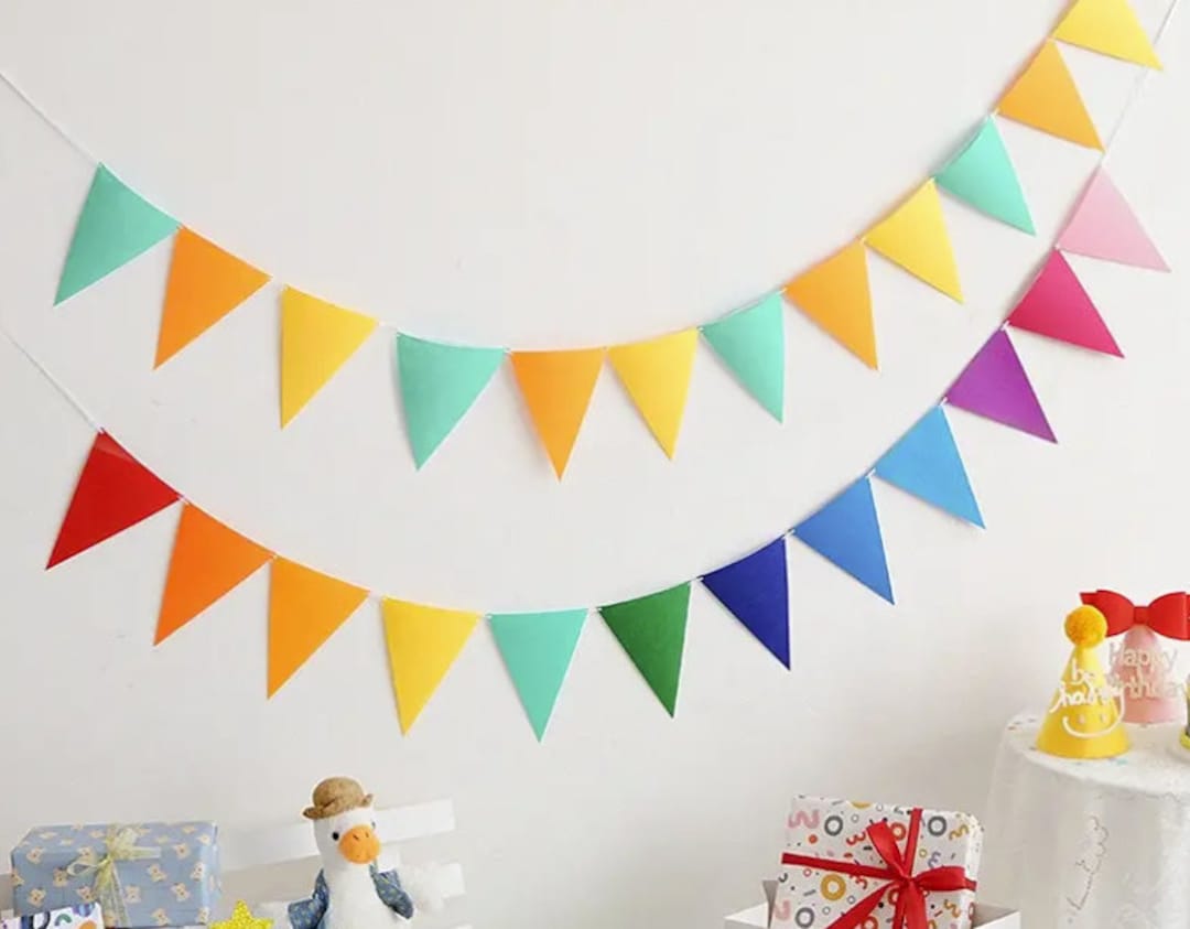 Banderines triangulares de colores decoración colgante de - Etsy México