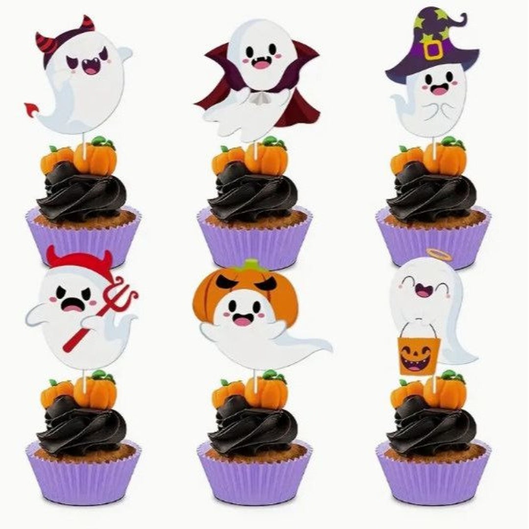 6 Pack of Ghost Cupcake Topper - Perfect for Halloween - Etsy