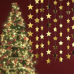 Sparkling Star Banner Decoration, Bright Golden Stars Hanging Banners ...