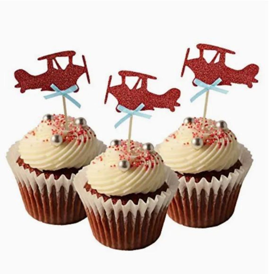 Airplane Cupcake Toppers - Perfect for Birthday Party Decorations ...