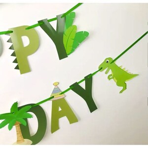 Dinosaur Happy Birthday Bunting: Forest Party Decor - Etsy