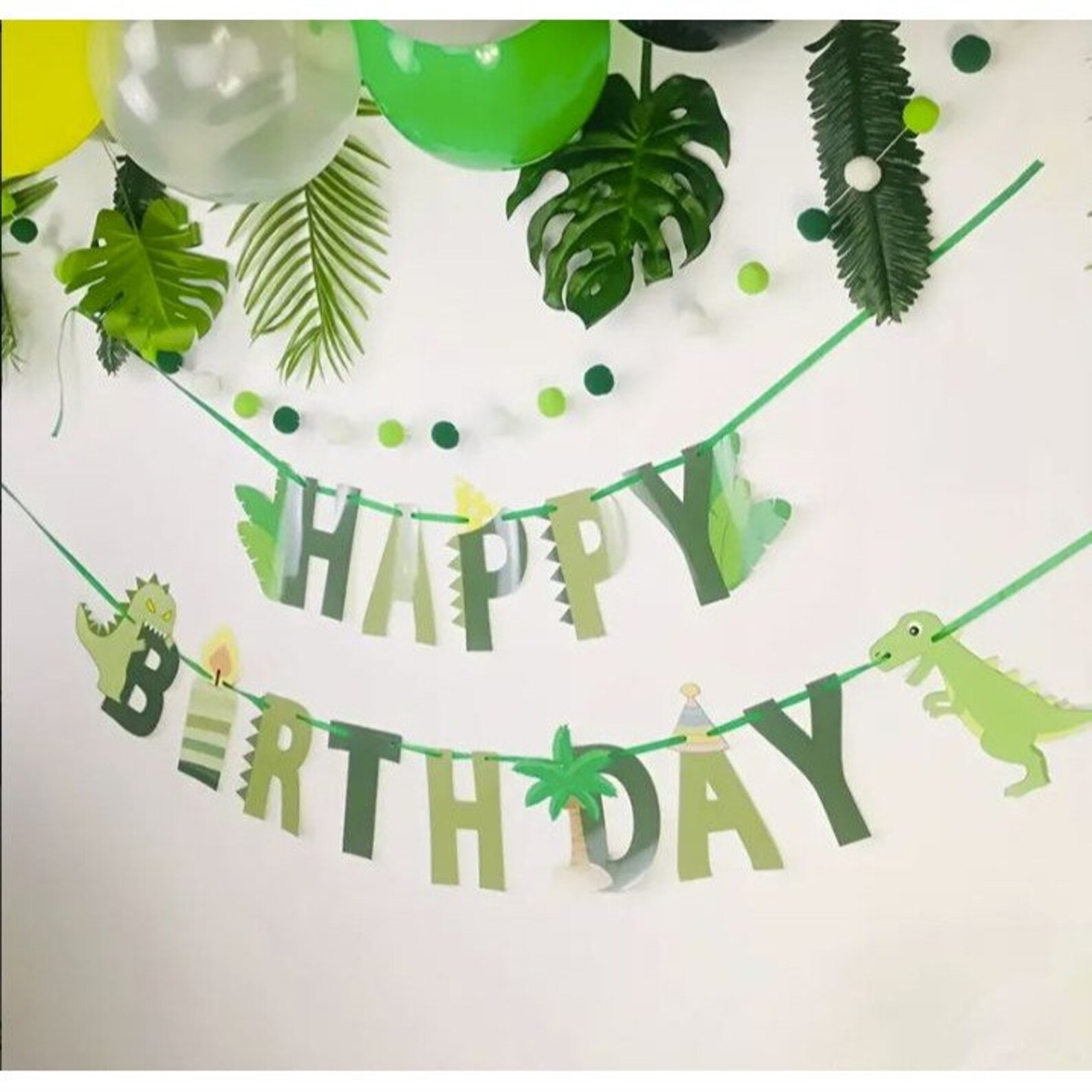 Dinosaur Happy Birthday Bunting: Forest Party Decor - Etsy