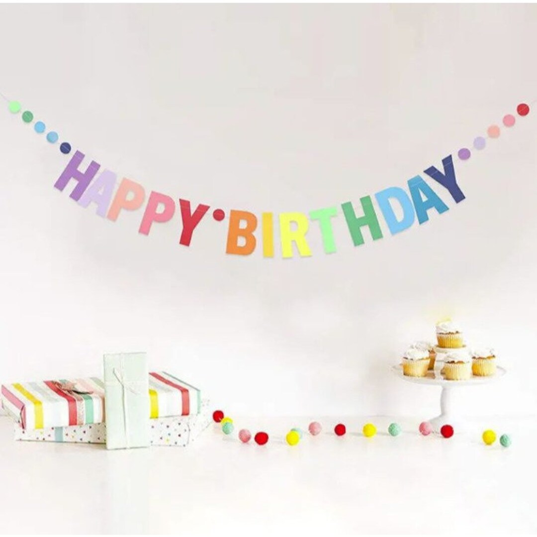 Rainbow Cardboard Happy Birthday Banner, Gradient Color Birthday Letter ...