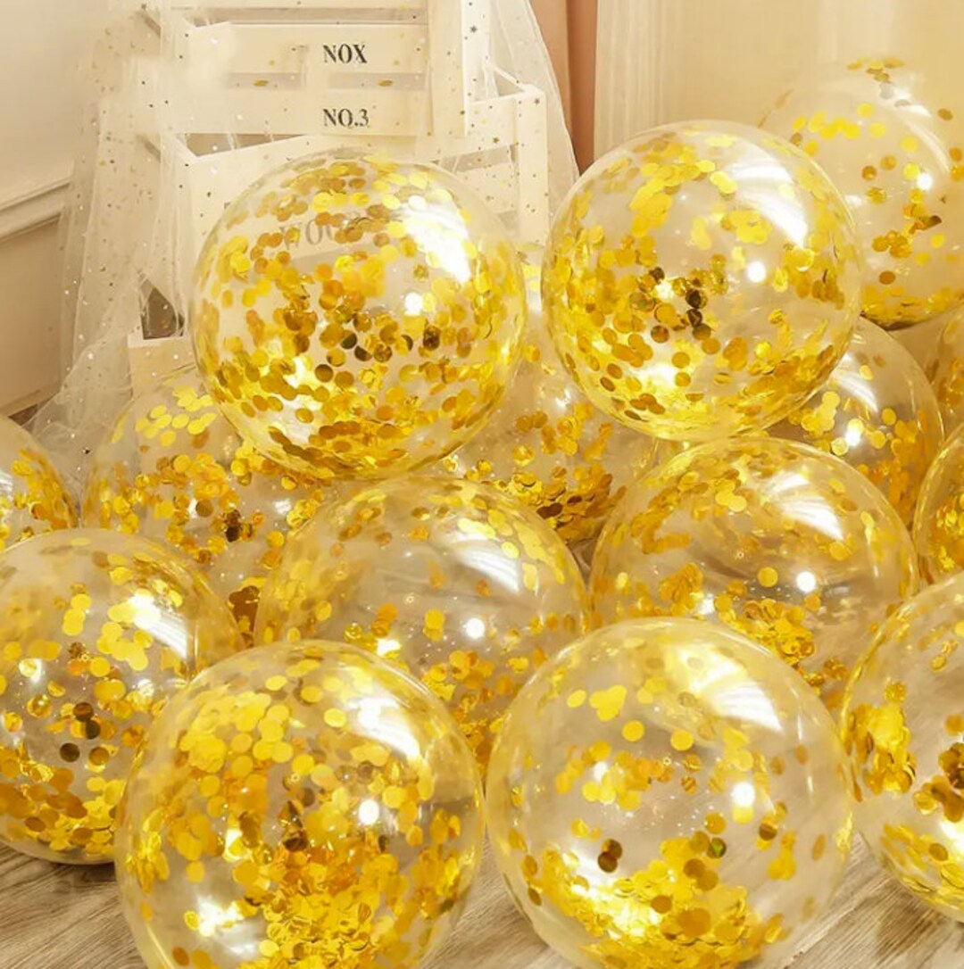 Gold Confetti Sequin Balloons, Party Decoration Balloons for Weddings ...