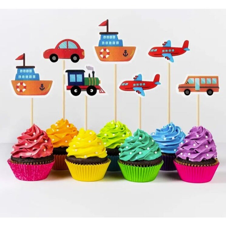 Whimsical Wheels: 5-piece Cartoon Car Cake Topper Set - Etsy