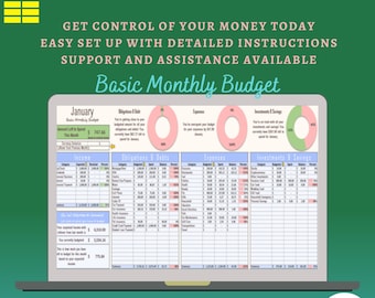 DARK Basic Monthly Budget Spreadsheet - Etsy