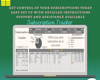 PINK Basic Subscription Tracker Spreadsheet - Etsy