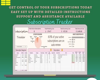 Basic Subscription Tracker Spreadsheet - Etsy