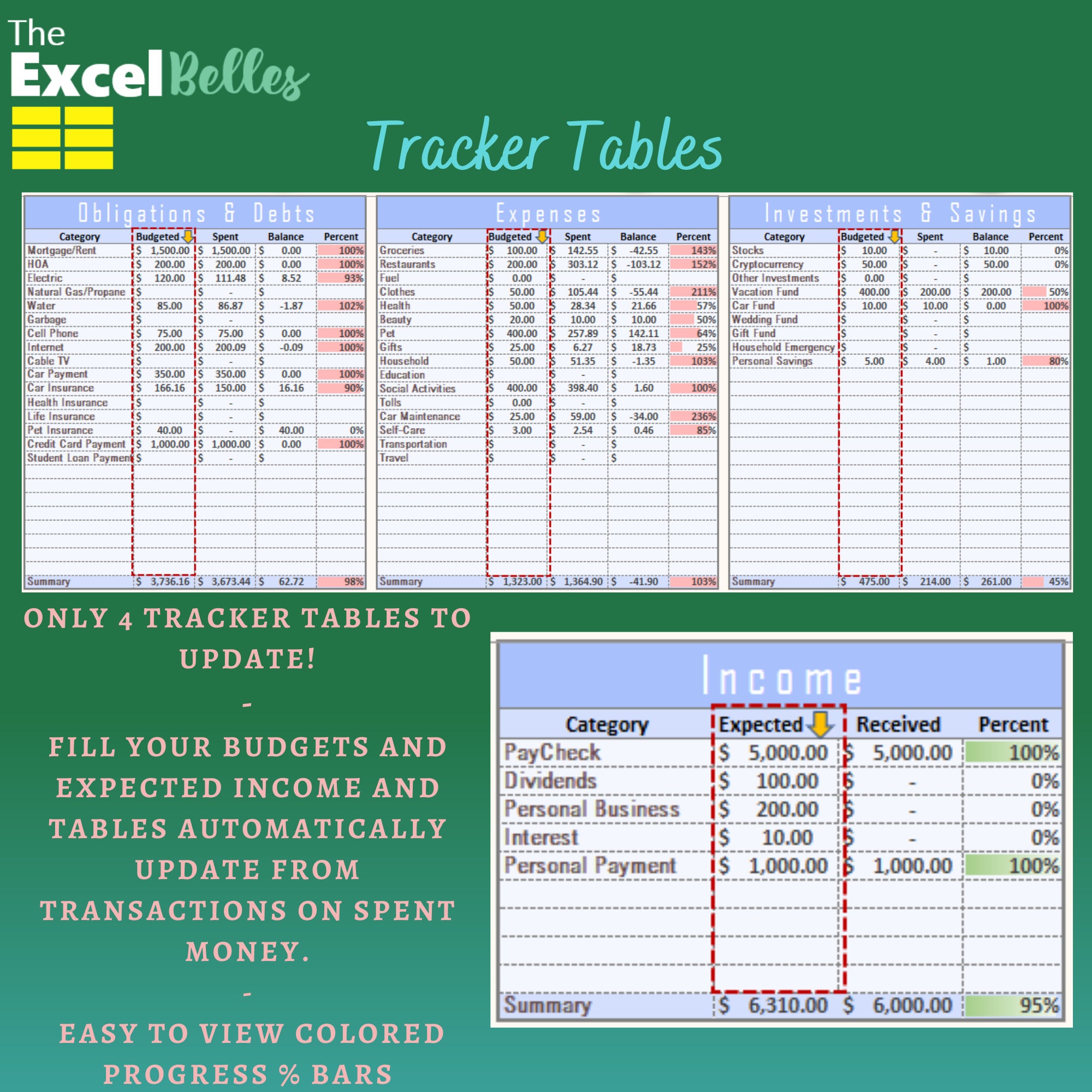 BLUE Basic Monthly Spreadsheet - Etsy