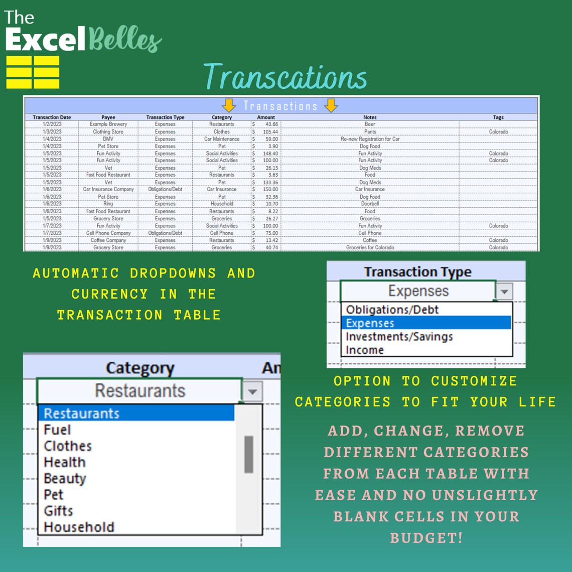 BLUE Basic Monthly Spreadsheet - Etsy