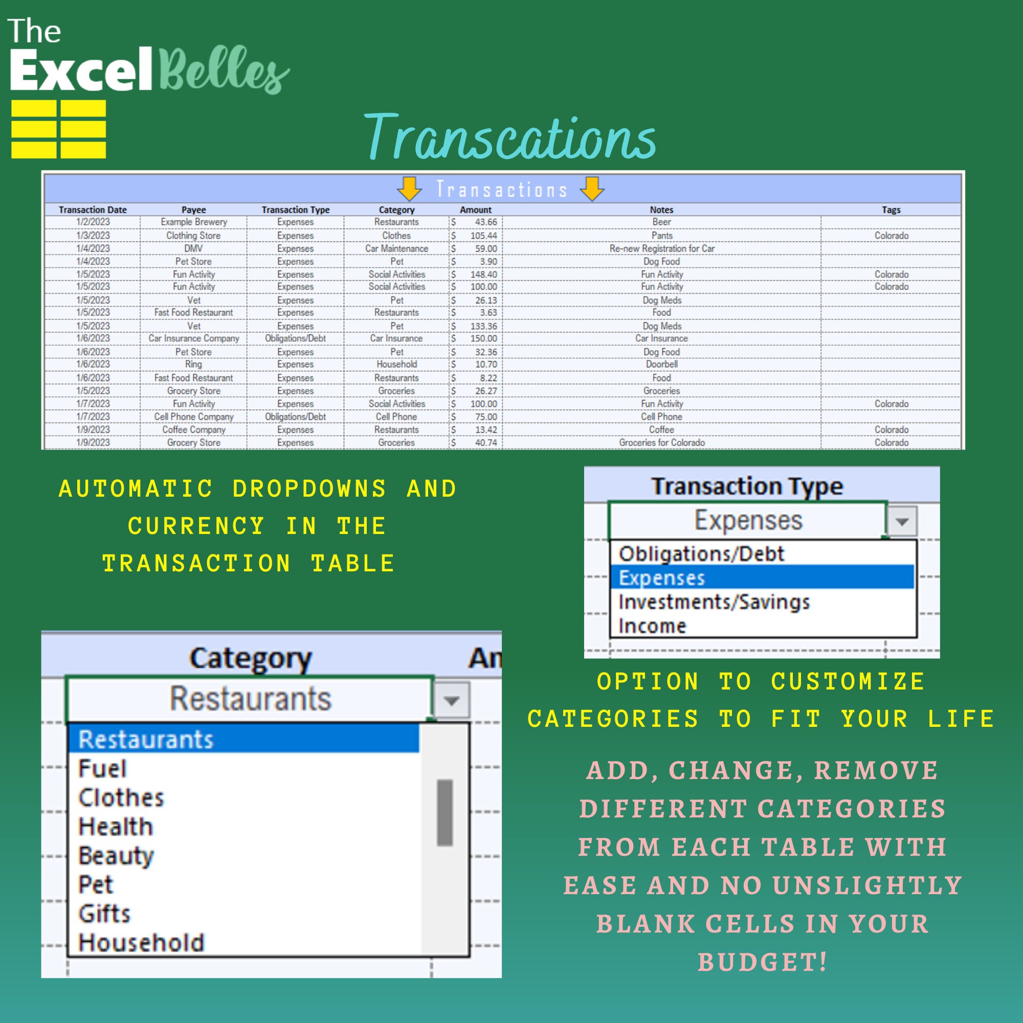 BLUE Basic Monthly Spreadsheet - Etsy