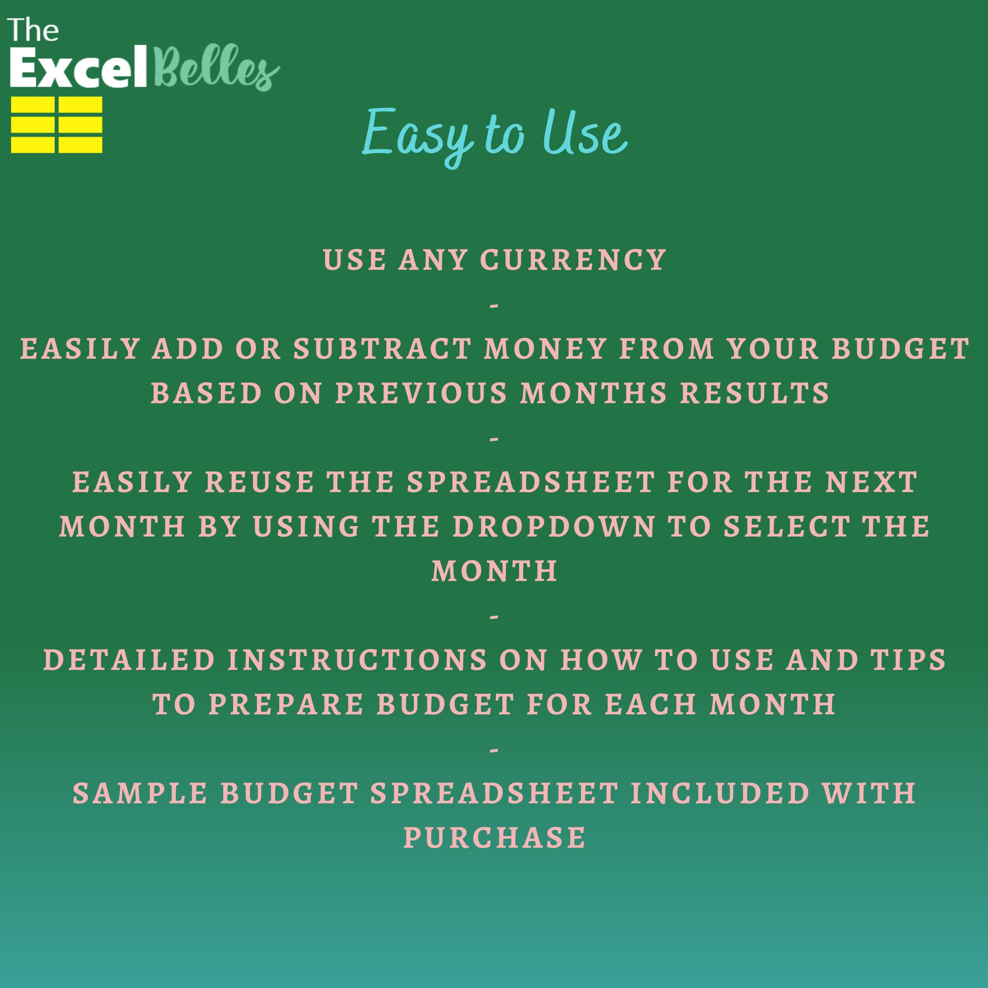 Basic Monthly Budget Spreadsheet - Etsy