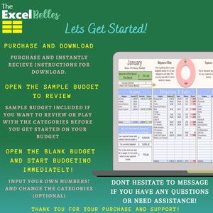 BLUE Basic Monthly Spreadsheet - Etsy