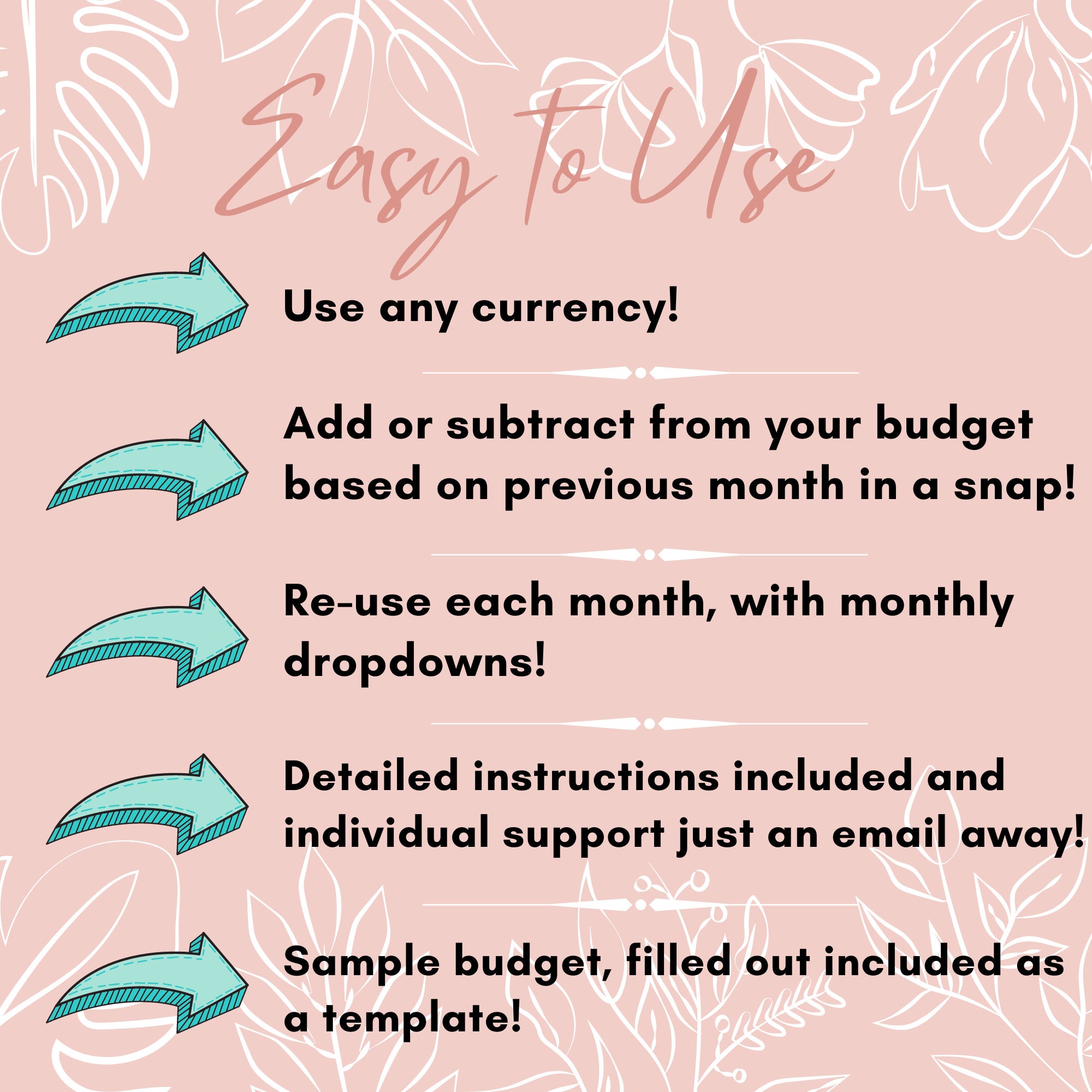 Save Money, Easy to Use Monthly Budget Template Spreadsheet Tracker for ...