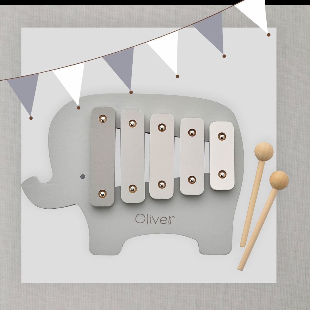 Personalised Children's Wooden Elephant Toy Xylophone - Baby Gift ...