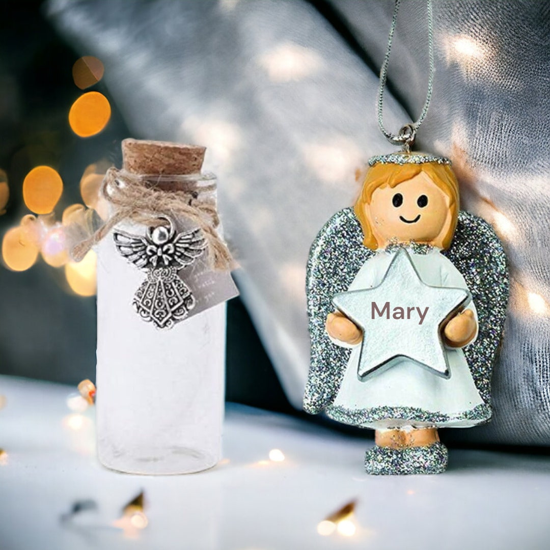 Personalised Memorial Keepsake Angel and Feather Jar - Custom ...