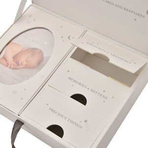 Personalised Baby Keepsake Box With Drawers - New Baby - Keepsake ...