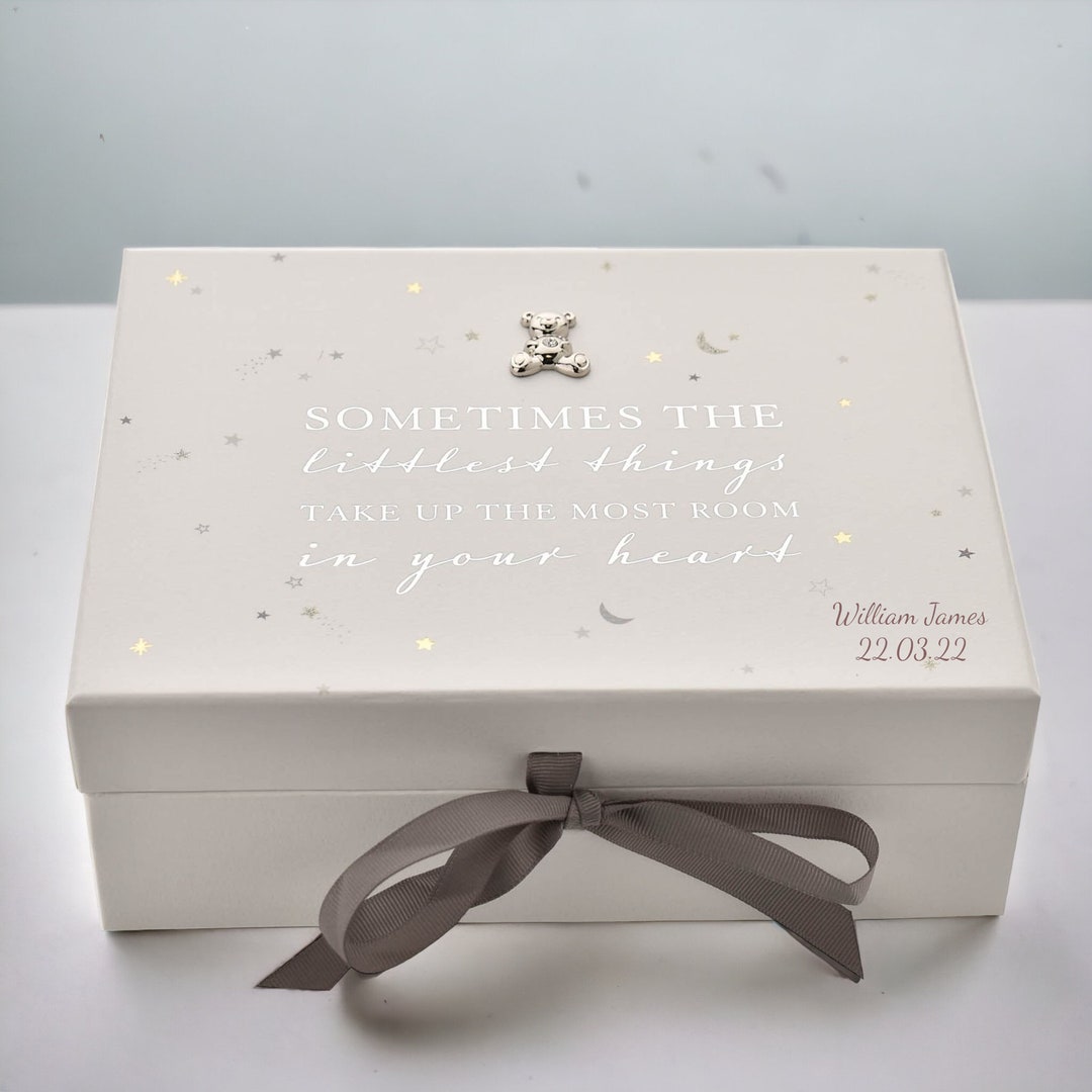 Personalised Baby Keepsake Box With Drawers - New Baby - Keepsake ...