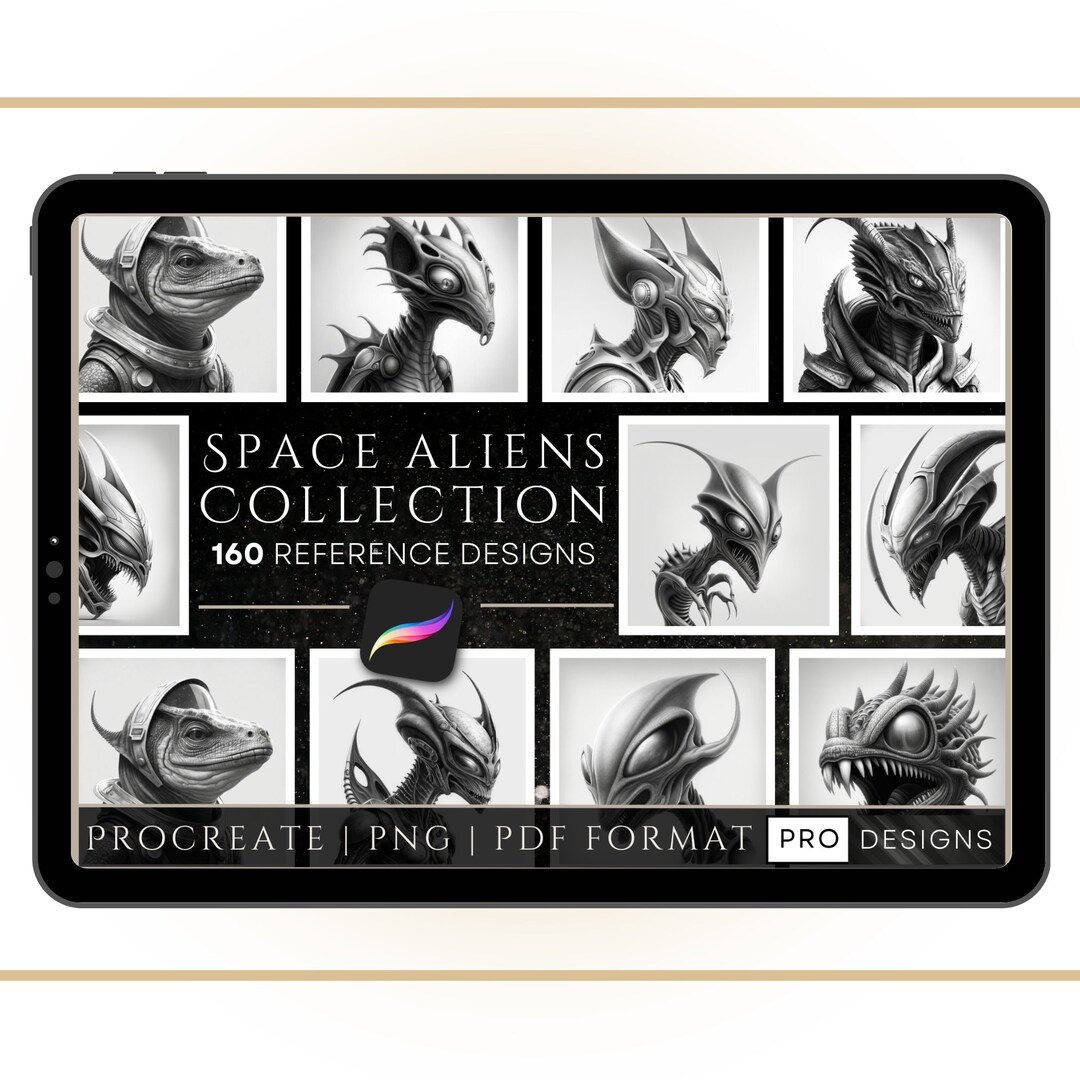 Space Alien Collection Procreate Brush Set Unique Tattoo - Etsy