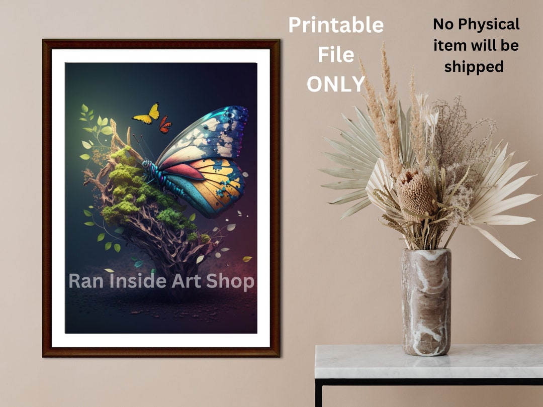 Fantasy Butterfly Art Work- Printable Digital Download Wall Art Made ...
