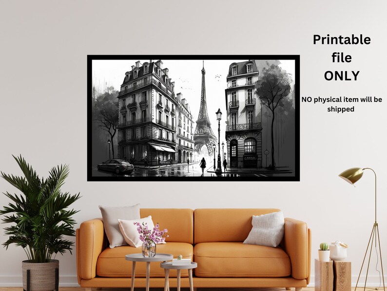 Printable Paris Wall Art With Eiffel Tower Between Buildings -city Wall ...