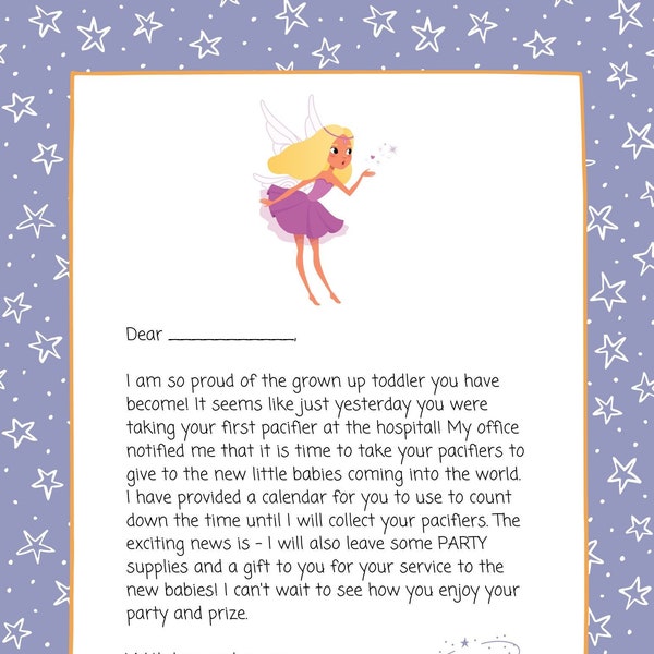 Printable Paci Fairy Letter - Etsy
