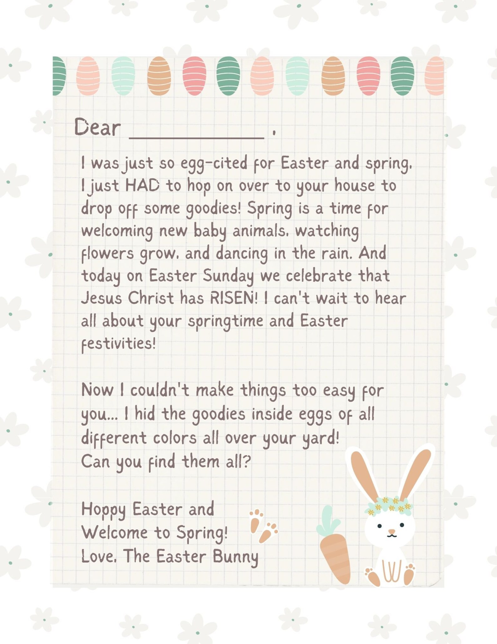 Easter Bunny Letter - Christian - Etsy
