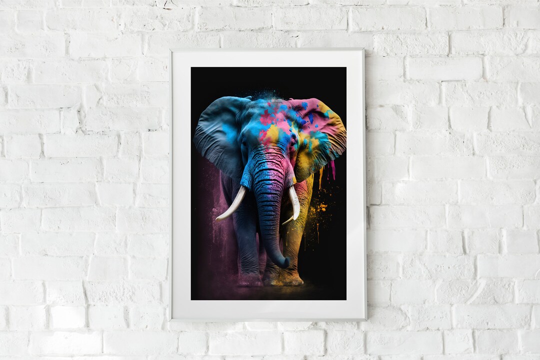COLORFUL INSTANT DOWNLOAD Elephant, Printable, Decor, Art, Elephant ...