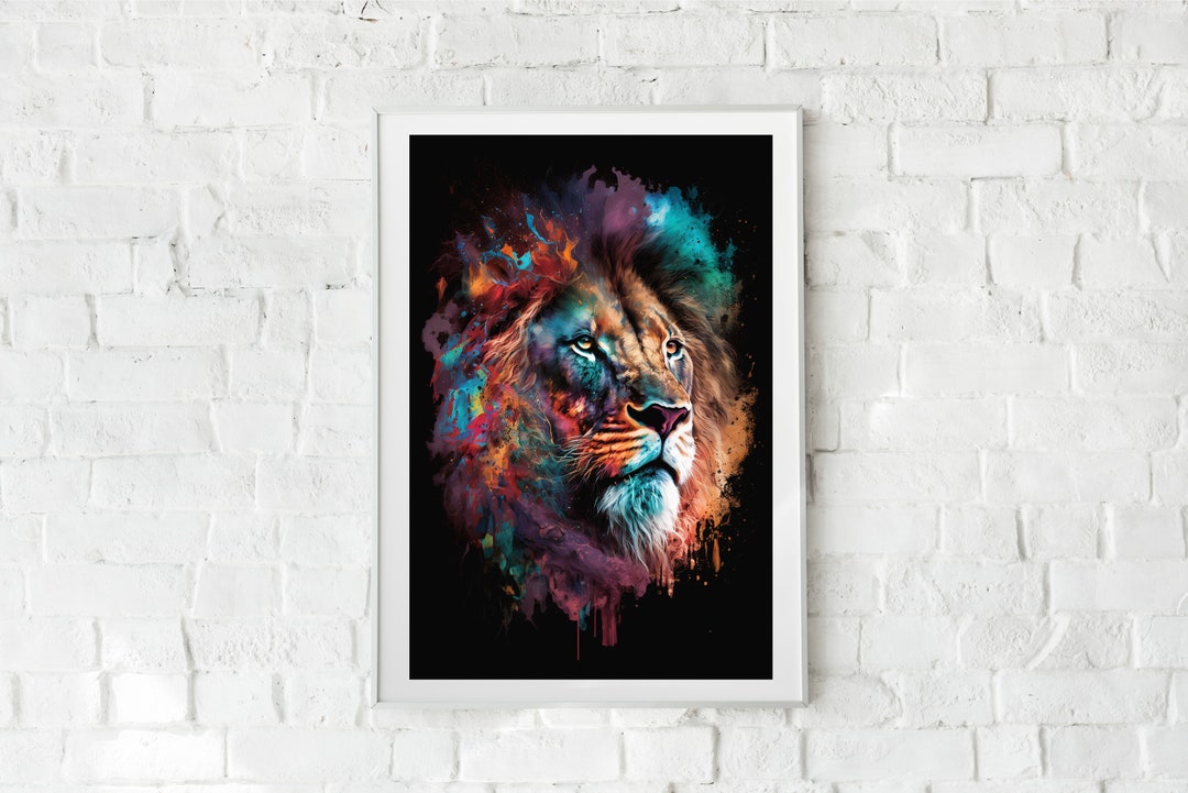COLORFUL INSTANT DOWNLOAD Lion, Printable, Decor, Art, Lion, Poster ...