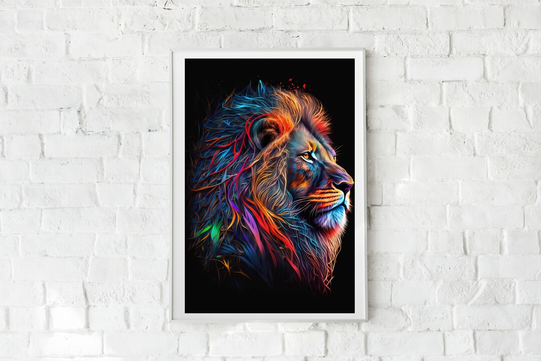 COLORFUL INSTANT DOWNLOAD Lion, Printable, Decor, Art, Lion, Poster ...