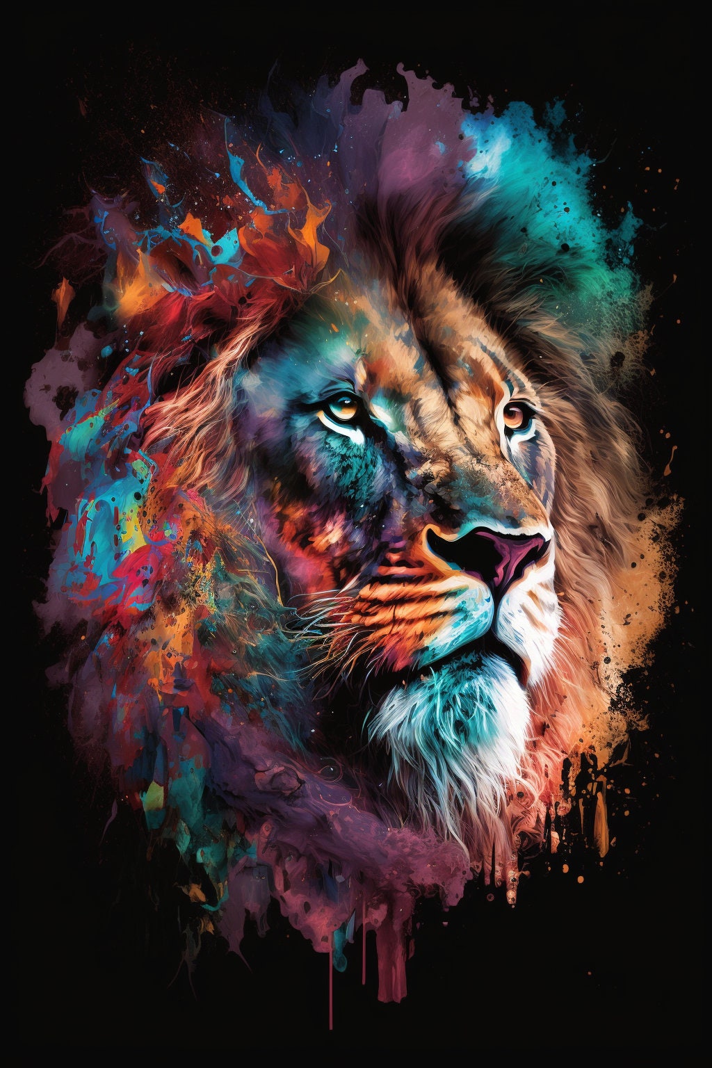COLORFUL INSTANT DOWNLOAD Lion, Printable, Decor, Art, Lion, Poster ...