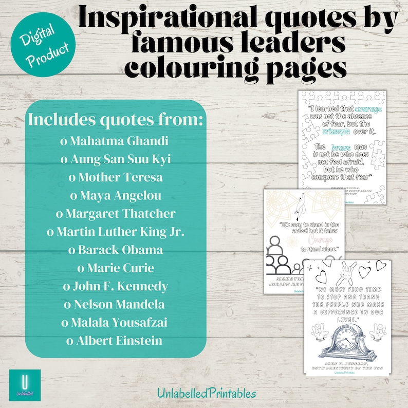Inspirational Quotes by Famous Leaders - Coloring Pages - Printable - Etsy