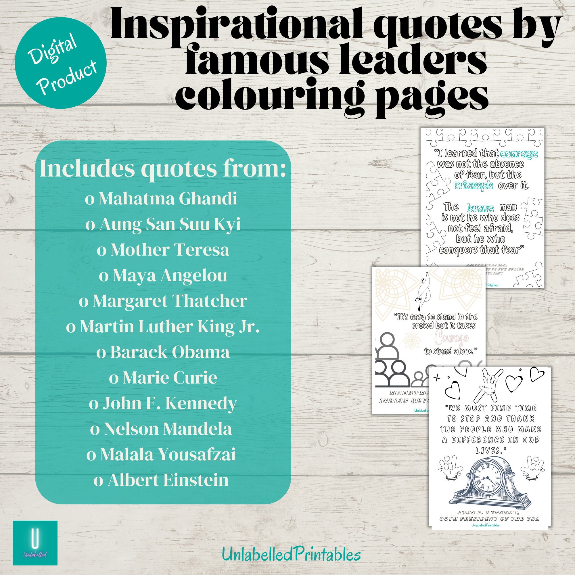 Inspirational Quotes by Famous Leaders - Coloring Pages - Printable - Etsy