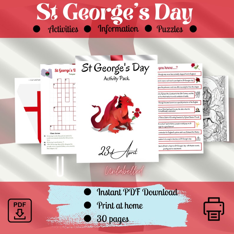 St George’s Day | Printable Activity and Puzzle Pages - Etsy