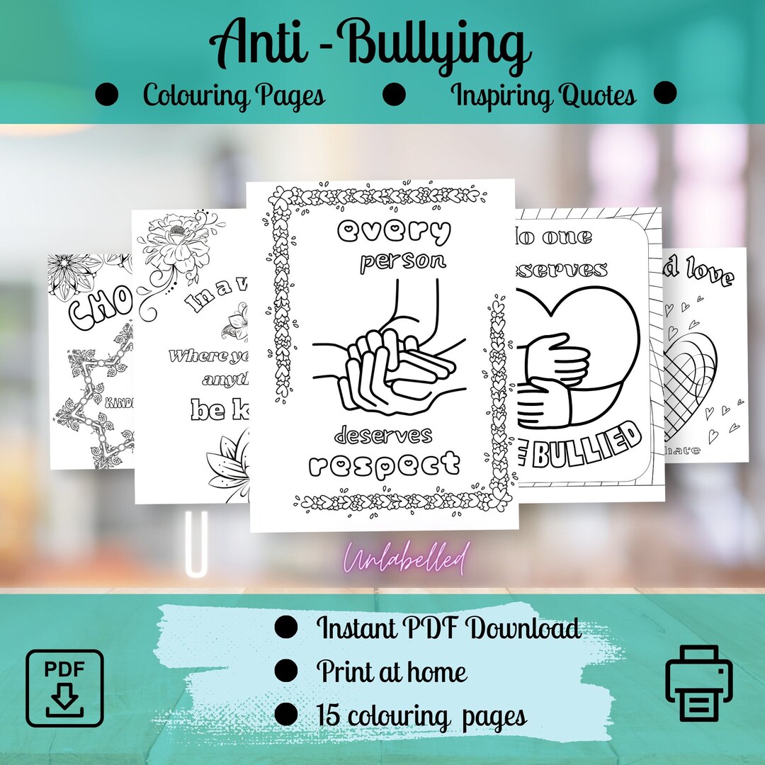 Positive Anti-bullying Quotes - Printable Colouring Pages - Etsy